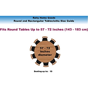 Rally Home Goods Indoor Outdoor Patio Round Fitted Vinyl Tablecloth, Flannel Backing, Elastic Edge, Waterproof Wipeable Plastic Cover, White Marble Pattern for 10-Seat Table of 57-72’’ Diameter