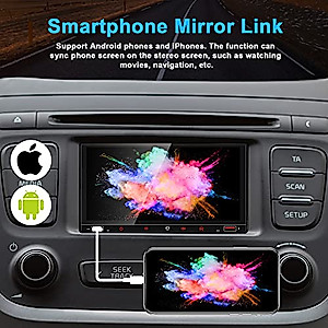 YUANTING Newst Double Din Car Stereo with Voice Control Carplay and Android Auto,7 Inch Capacitive HD Touchscreen,Bluetooth，Mirror Link, Subwoofer，Waterproof Backup Camera/SWC/AM/FM/2USB
