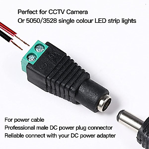 VFLTOOL 28PCS Upgraded DC Power Connector 12V 14PCS Male + 14PCS Female Adapter 2.1 X 5.5MM DC Power Jack Plug Connector for CCTV Camera, Led Strip Light Cable Wire