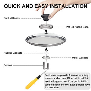 4 Pcs Pot Lid Knobs, Universal Pot Lid Top Replacement Knobs, Kitchen Cookware Universal Replacement Pan Lid Holding Handles for rival Crockpot Casserole Glass Saucepan Kettle - Heat Resistant