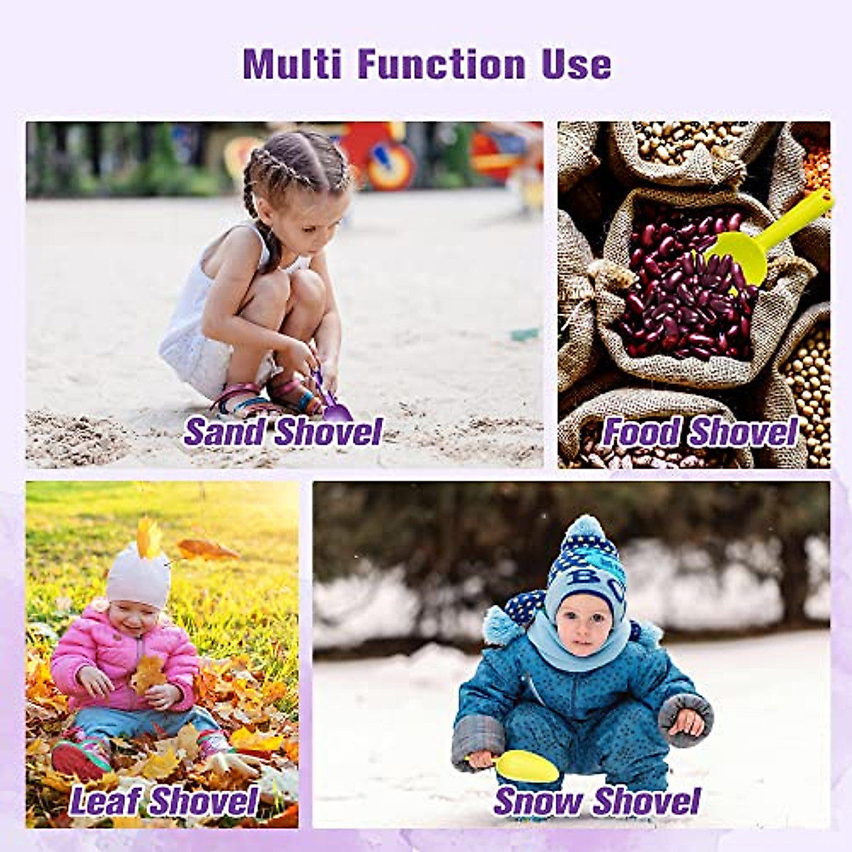 YAIKOAI 4 Pack Plastic Garden Shovel Plant Hand Shovel Trowels Home Gardening Tools for Flower Vegetables Soil Transplanting, Weeding, Moving, Digging Planting, A Style