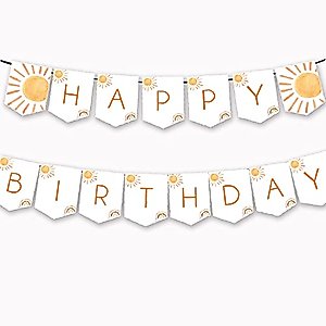 Boho Sun Happy Birthday Banner First Trip inspired Around The Sun Birthday Banner Boho Sun Party Decorations Boho Hippie Sunshine Boho Sun Baby Shower Party Supplies Decorations