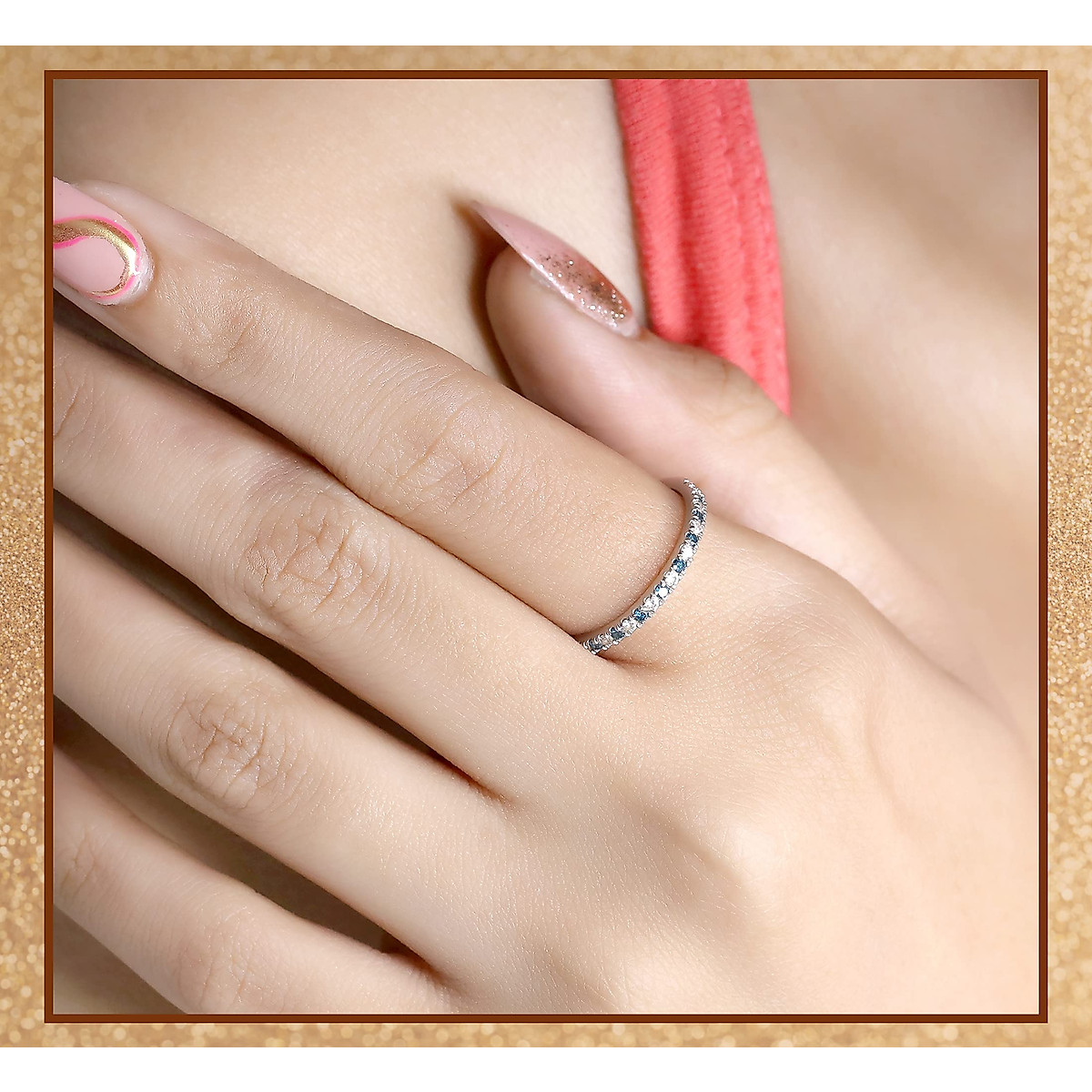 Dazzlingrock Collection Round Alternate Blue Diamond & White Diamond Stackable Anniversary Band for Women in 925 Sterling Silver Size 6.5