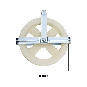 SING F LTD 2pcs 5 Inch Clothesline Pulley Nylon Rope Pulley Cable Puller Compatible with Outdoor Drying Clothing Fits Rope Up to 3/8-in White