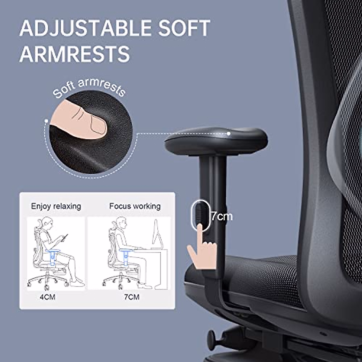 XUER Ergonomic Office Chair - Home Office Desk Chair with Footrest, Breathable Mesh Design High Back Computer Chair, Adjustable Headrest and Lumbar Support (Black)