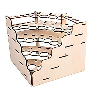 Tongina DIY Wood Paint Bottle Rack Modular Organizer Stand - Wood, 90 Deg 24 Holes