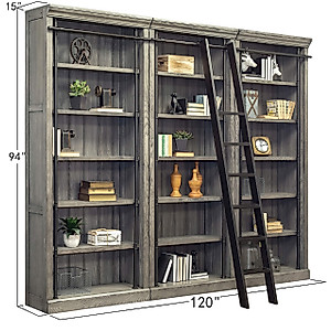 Martin Furniture Avondale 3 Bookcase Wall Gray