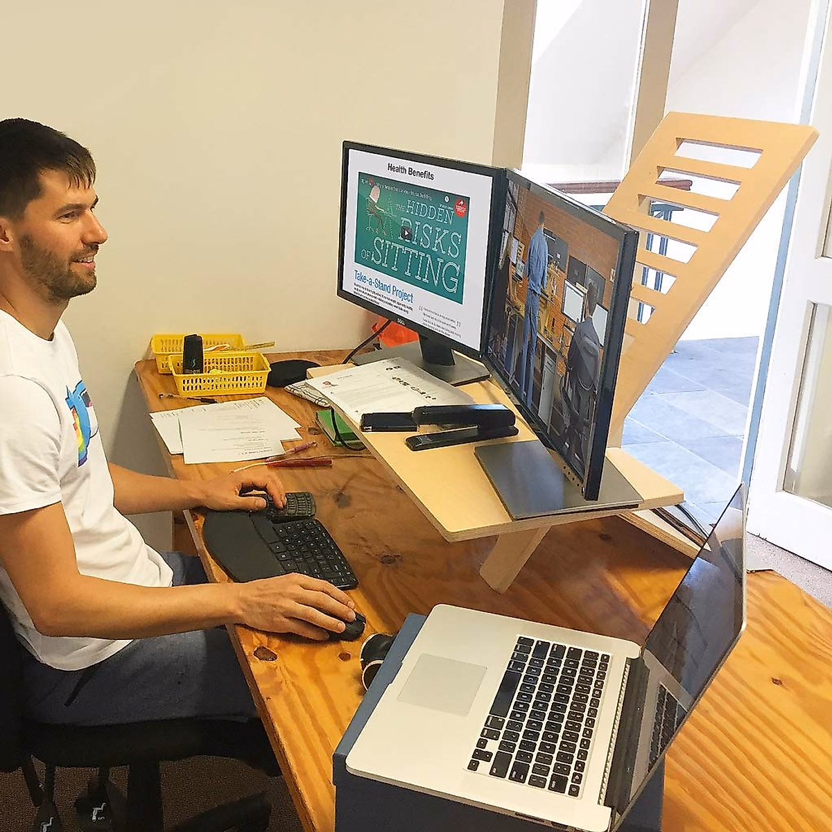 Jumbo DeskStand Standing Desk Height Adjustable Sit-Stand Desk Converter, Ergonomic Furniture