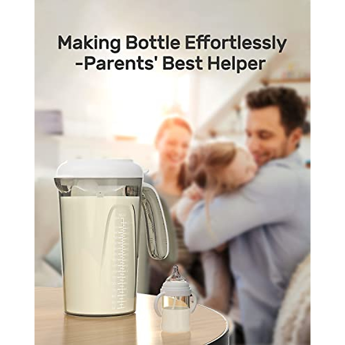Grownsy Baby Formula Mixer Pitcher 32OZ, Magnetic Charging Electric Formula Mixing Pitcher, Auto Mixing for Formula Powder, Breastmilk, Without Air Bubbles or Lumping, BPA Free, Easy to Clean