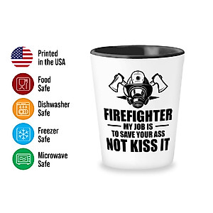 Flairy Land Firefighter Shot Glass 1.5oz - save your ess - Fire Chief Fireman, Fire Department, Rescuer, Fire Helmet, Firefighter Dad, Firefighter Mom