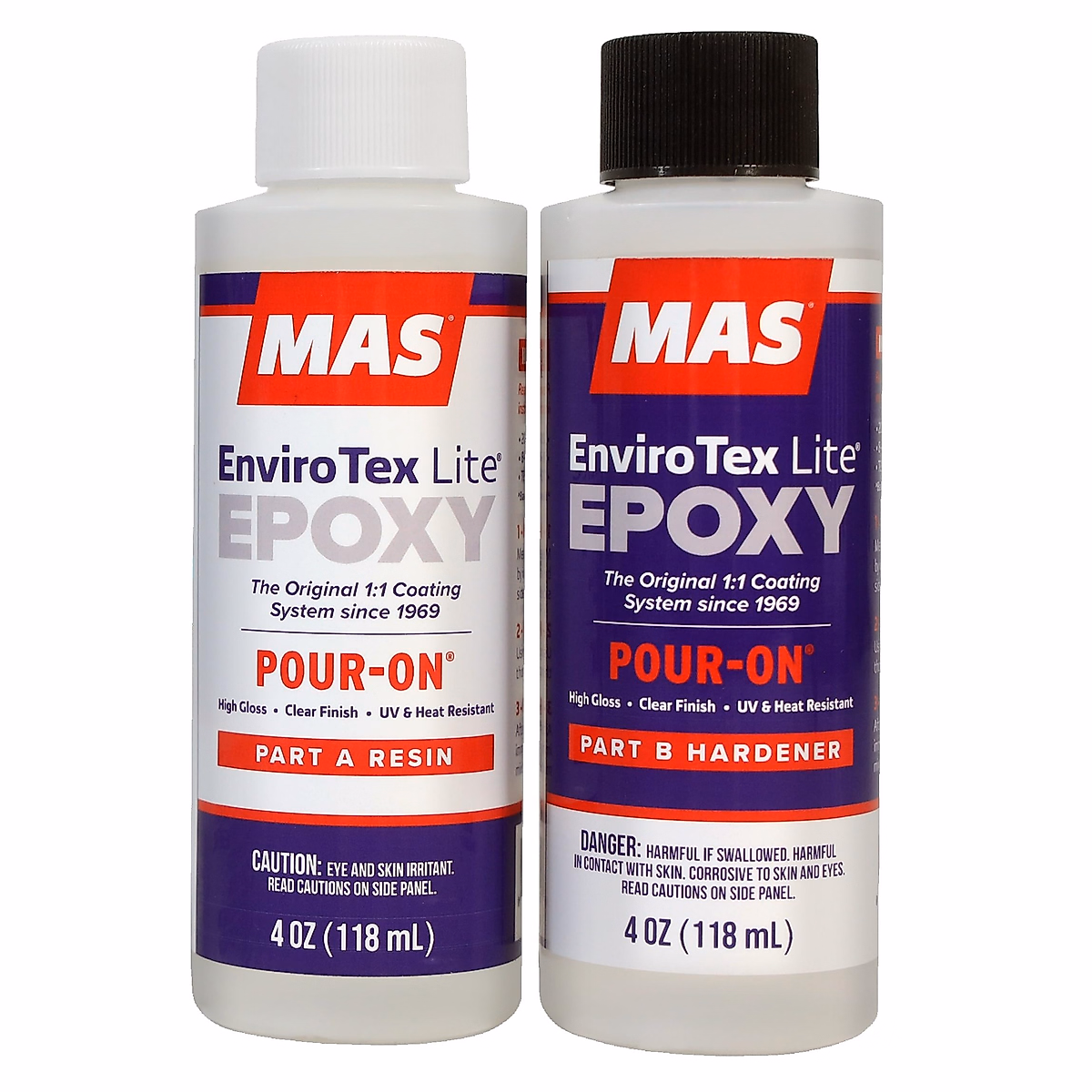 Environmental Technology EnviroTex Lite Pour-On High Gloss Finish [8 oz Kit] Crystal Clear Epoxy Coating for Tabletops / Countertops, Waterproof, Heat & Alcohol Resistant (4 oz Resin + 4 oz Hardener)