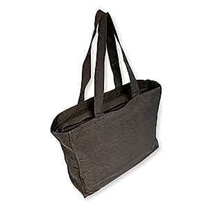 Extra Large Travel Day Tote Bag Heavy Duty Cotton Twill Zip Top (Charcoal Gray)