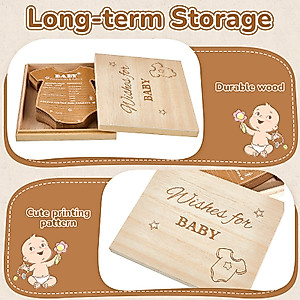 Queekay 50 Pcs Baby Prediction Cards for Baby Shower Advice Wishes Card with Wood Box for Baby Shower Games Party Decorations