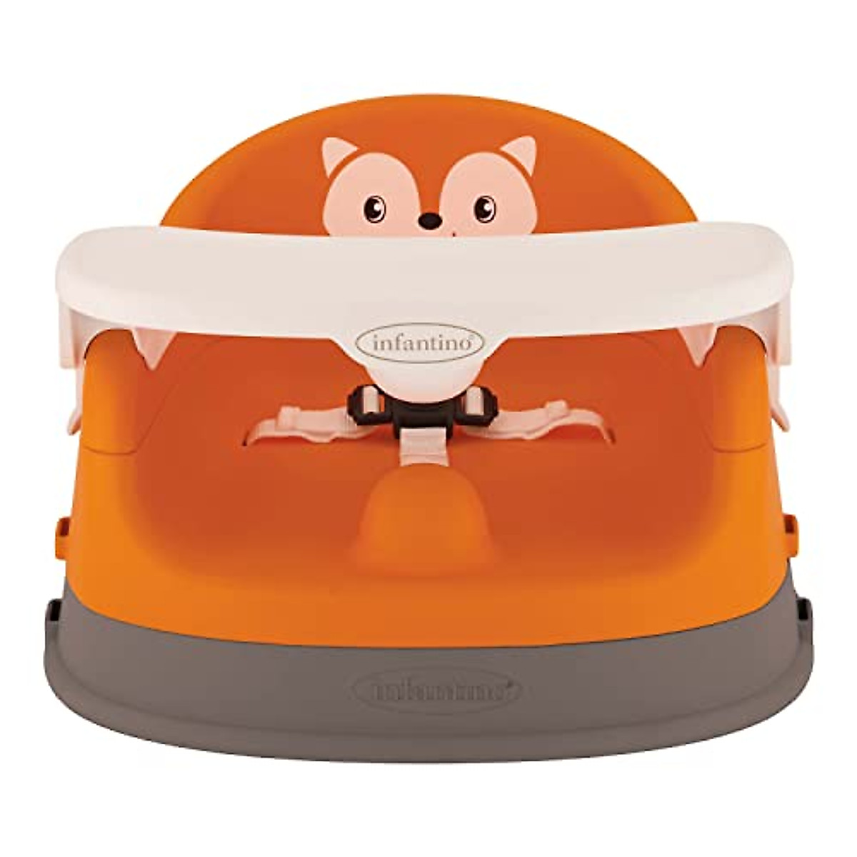 Infantino Grow-with-Me 4-in-1 Two-Can-Dine Feeding Booster Seat, Fox-Theme, Space-Saving Design, Infant Booster for 4M+, Toddler Seat for 3Y+