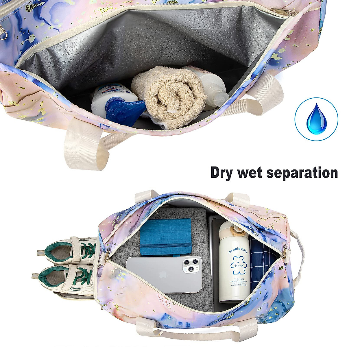 BLUBOON Sport Gym Duffle Bag for Women Girls Weekender Overnight Duffel Bag (Bronzing orange) 19.7"x9.5"x9.9"