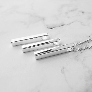 Sterling Silver Plain Vertical Bar Pendant Necklace, 18"