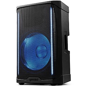 Gemini Sound GD-L115BT Powered LED Lit 1000W 2-Way Linkable Bluetooth PA Speaker with 3 Channel Mixer