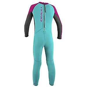 O'Neill Toddler Reactor-2 2mm Back Zip Full Wetsuit, Light Aqua/Graphite/Berry, 1