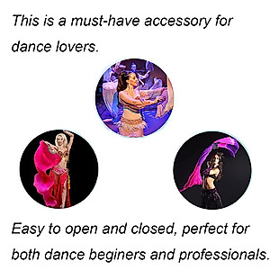 Nimiman Women 1 Pair (Left+Right) Silk Belly Dance Fan Veil Belly Dancing Long Hand Fan Length 150 cm Width 90 cm (Rainbow)