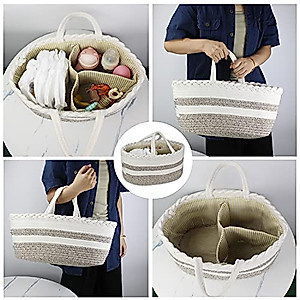 HIYAGON Baby Diaper Caddy Organizer,Nursery Storage Basket for Boys and Girls,Storage Bin for Changing Table & Car Organizer,Newborn Essentials Must Haves, Registry for Baby (Brown)