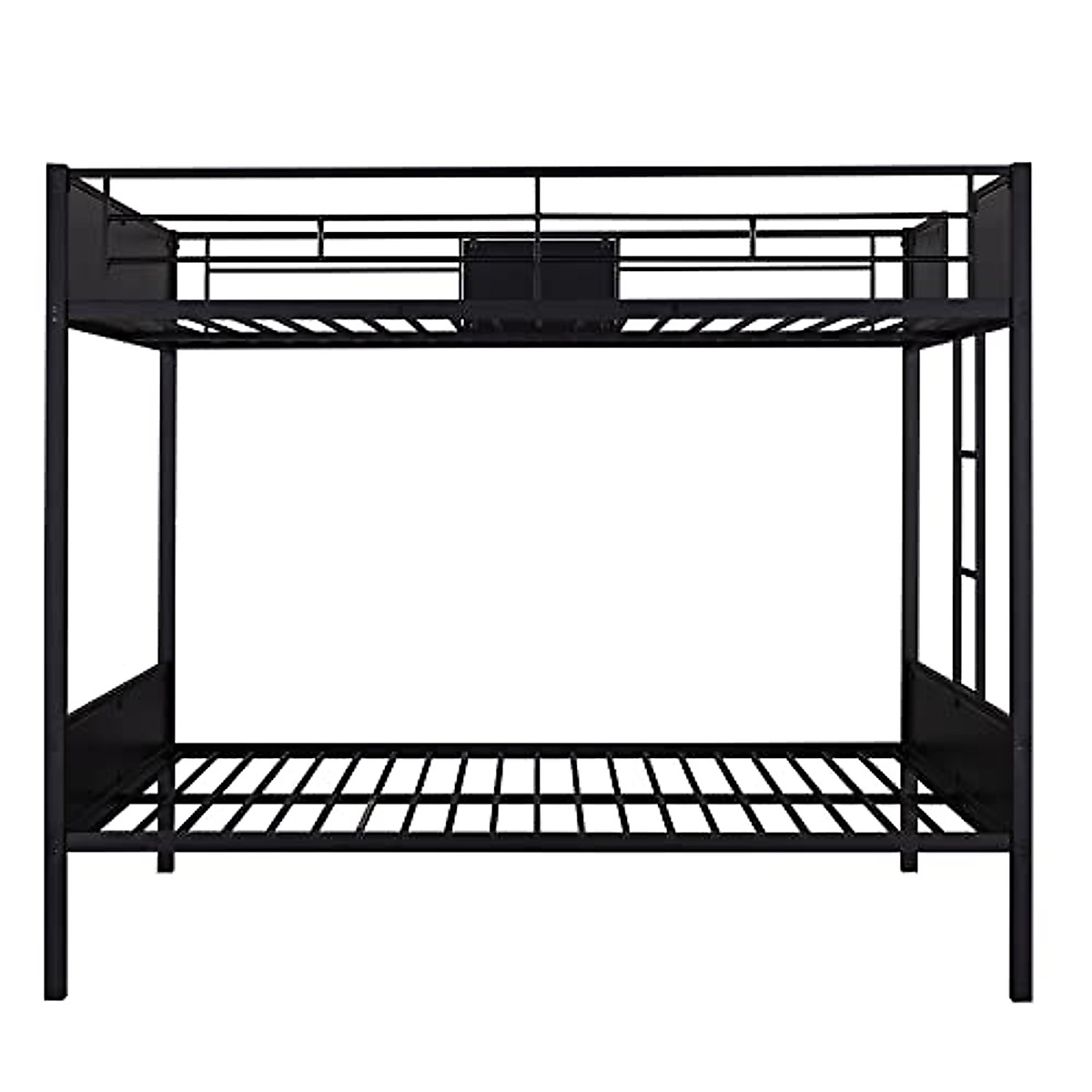 Harper & Bright Designs Metal Bunk Bed Full Over Full, Heavy Duty Full Bunk Bed Frame with Built-in Ladder for Kids Boys Teens Bedroom, Dorm, Easy Assembly with Enhanced Guardrail, Black+MDF