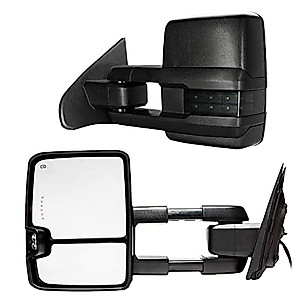 MOTOOS Towing Mirrors Replacement for 2015 2016 2017 2018 Chevy Silverado GMC Sierra 1500 2500 HD 3500 HD Power Heated Manual Telescoping with Smoked LED Turn Signals Rear View Side Tow Mirrors Pair