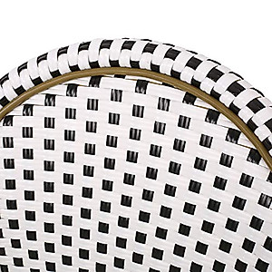 Christopher Knight Home Philomena Outdoor French Bistro Chair (Set of 2), Black + White + Bamboo Print Finish