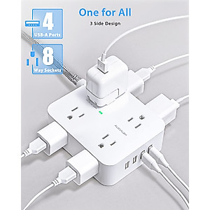 10Ft Surge Protector Power Strip and 6Ft Ultra Thin Flat Plug Power Strip