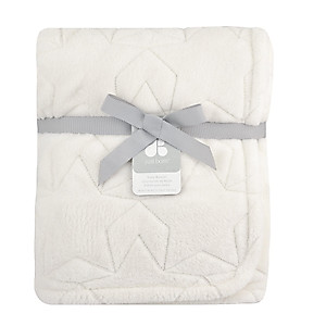 Just Born Star Plush Luxury Baby Blanket, Ivory, 30 x 40
