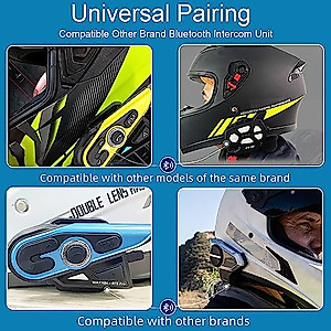 Motorcycle Bluetooth Helmet Bluetooth 2 PCS,5.0 Pairing Within 2000 Meters 8 People Online Intercom, 6 Color Replacement, with FM / IPX67 Waterproof / DSP&CVC Noise Reduction, Including 2 Microphones.