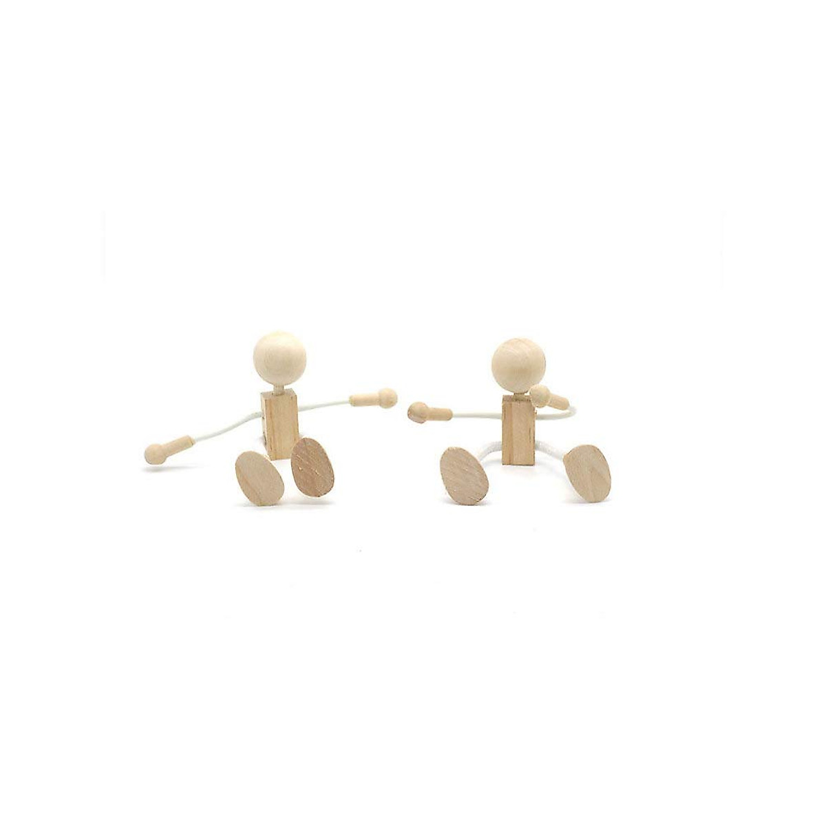 EXCEART Wood Peg Dolls 4Pcs Unfinished Wooden Peg Doll Adjustable Wood Peg People Doll Robot Paintable Bodies Figures for DIY Arts Crafts Peg Game Party Favor