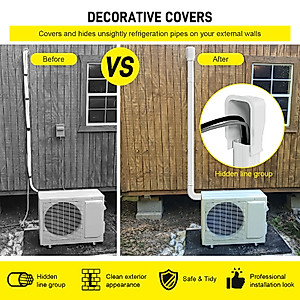 DWALE 3" 17Ft PVC Decorative Line Set Cover Kit, Mini Split line Set Cover,for Ductless Mini Split Air Conditioner and Central AC and Heat Pumps