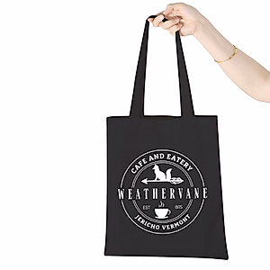 WCGXKO TV Shows Inspired Gift Addams Fan Gift Weathervane Cafe Jericho Vermont Jersey Canvas Reusable Bag Shopping Bag (CAFE AND EA tote)