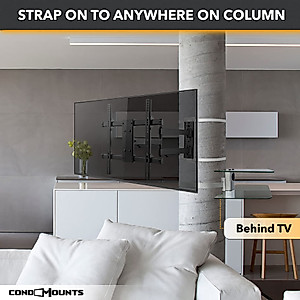 CondoMounts CLMDLSW1002 Pillar & Wall Floating Shelves for Soundbars, Gaming Consoles | No Drill Pillar & Wall Shelf | Holds 40lbs | Fits Pillars 8-in to 48-in Post | Fits No Stud Walls | Clear Glass