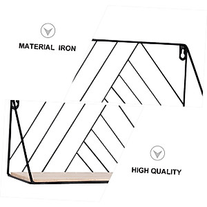 MUSISALY Wrought Iron Storage Mount Shelves Wall Mount Bookshelf Wall Mounted Shelves Live Shelf Hanging Shelves for Wall Storage Shelf Storage Shelves Metal Rack Black