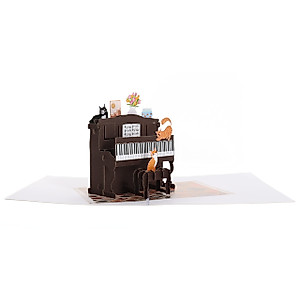 iGifts And Cards Crazy Cats With Fancy Piano 3D Pop Up Greeting Card - Cute Music Graduation Card, Awesome Cat Lovers Gift, Funny Happy Birthday Wish, Feline Party, Housewarming, Best Friendship