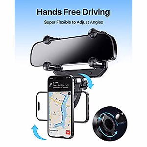 andobil Magnetic Rearview Mirror Phone Holder for Car [Strongest Magnet, Big Rear Mirrors Friendly] 360°Rotatable Magnetic Car Phone Mount, Compatible with iPhone 14 Pro Max, 14 Pro, Plus, 14, 13, 12