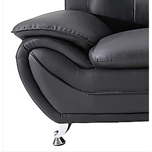 US Pride Furniture Michael Collection Modern Style Faux Leather Couch, Versatile 3 Seater Accent Piece for Living Room, Bedroom or Office, Comfortable Design and Elegant Look, 79" Sofa, Midnight