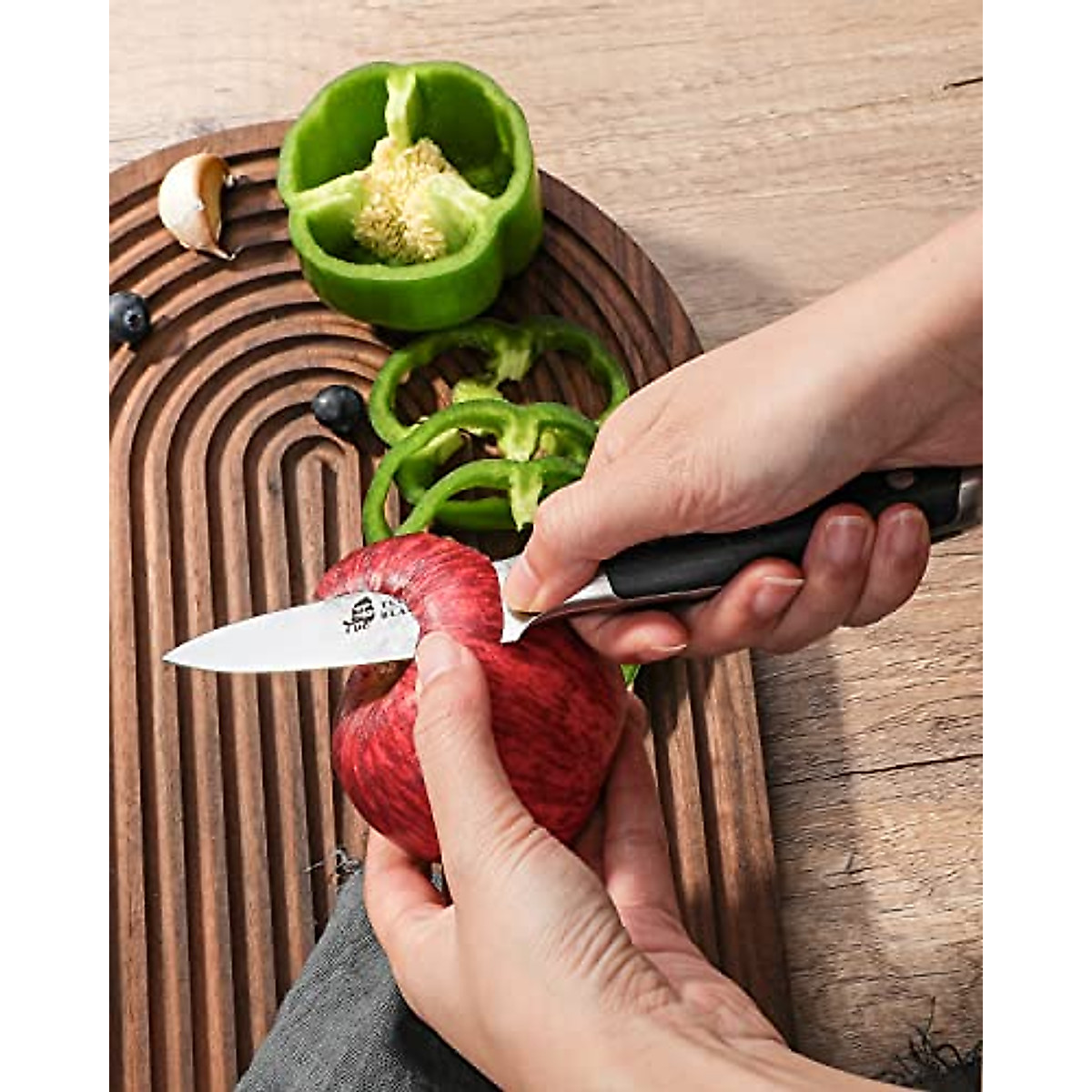 TUO Paring Knife 3.5 inch Fruit Peeling Knife Ultra Sharp Kitchen Chef Knife - German HC Steel Full Tang Pakkawood Handle - BLACK HAWK SERIES with Gift Box