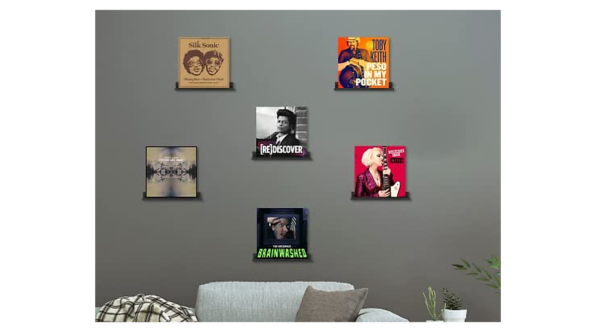Vinyl Record Wall Mount Set - Stylish 15-inch Metal Shelves for LP Display