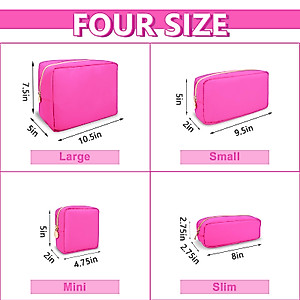UIXIZQ Waterproof Large Makeup Bag Pouch,Nylon Women Travel Toiletry Storage Bag Preppy Cosmetic Bag for Girls,Big Makeup Organizer Bag Cute Zipper Pouch Bag for Sport Work Gift(Large-Hot Pink)