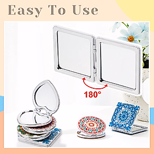 Marsui 4 Pcs Diamond Painting Compact Mirror Art Kits for Adults DIY Pocket Mirror Art Cover Portable Folding Purse Looking Glass for Women(Mandala)