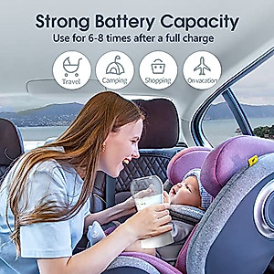 Portable Bottle Warmer BabySun Baby Bottle Warmer Quick Heating in 2 Minutes Rechargeable Travel Bottle Warmer for Breastmilk and Formula, Compatible with Most Bottles