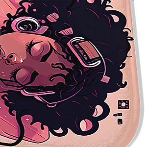 African American Black Girl Area Rug,Magic Girl Cartoon Rug for Teen Girls' Room,Non-Slip Area Carpet,Perfect for Bedroom Decor 36x24in