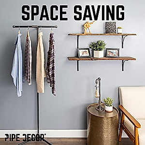 PIPE DECOR Black Steel Freestanding Tee-Style Clothing Rack Kit, DIY Industrial Pipe Coat Rack