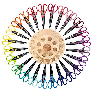 School Smart Paper Edger Scissors, 6-1/2 x 2-1/2 Inches, Assorted Colors, Set of 24