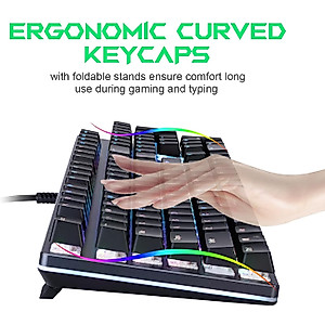 Black Shark Red Switch Mechanical Keyboard, 104 Keys Gaming Keyboard with RGB Backlit Quiet Computer Keyboard, All-Metal Panel, USB Wired Keyboard for PC Windows Mac Gamers