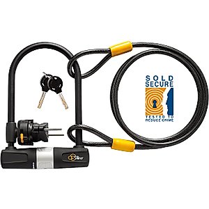 Bike U Lock with Cable - Via Velo Heavy Duty Bicycle U-Lock,14mm Shackle and 10mm x1.8m Cable with Mounting Bracket for Road, Mountain, Electric & Folding Bike