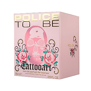 POLICE To Be Tattooart For Woman - Fragrance For Women - Floral Fruity Gourmand Scent - Creamy Sandalwood And A Powdery-Sweet Marshmallow Accord - Eye-Catching Skull Bottle - 2.5 Oz EDP Spray