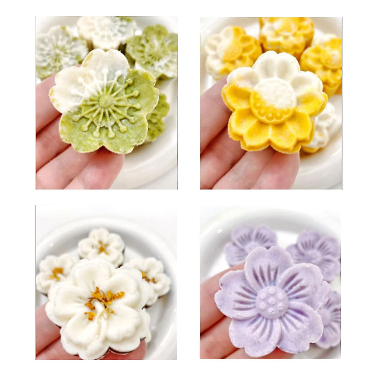 Fruit mid-autumn moon cake press mold, hand-pressed mooncake dessert DIY with 1 stamp flower, moon cake puff pastry press mold DIY (1 Strawberry Stamp-1)